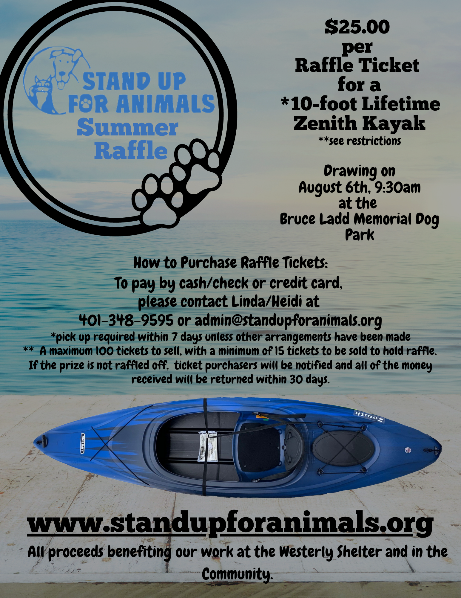 Summer Raffle ~ Lifetime Zenith Kayak – Stand Up For Animals